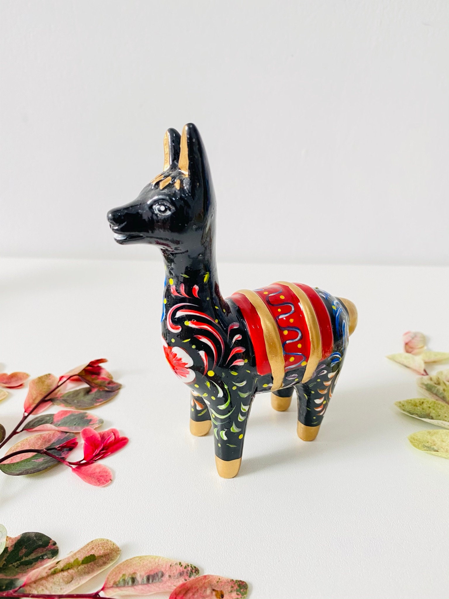 Colorful Ceramic Llama Figurine: Peruvian Folk Art Decor - Etsy UK