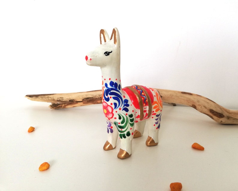 Llama ceramic Colorful llama Peruvian Gift Peruvian Figure | Etsy