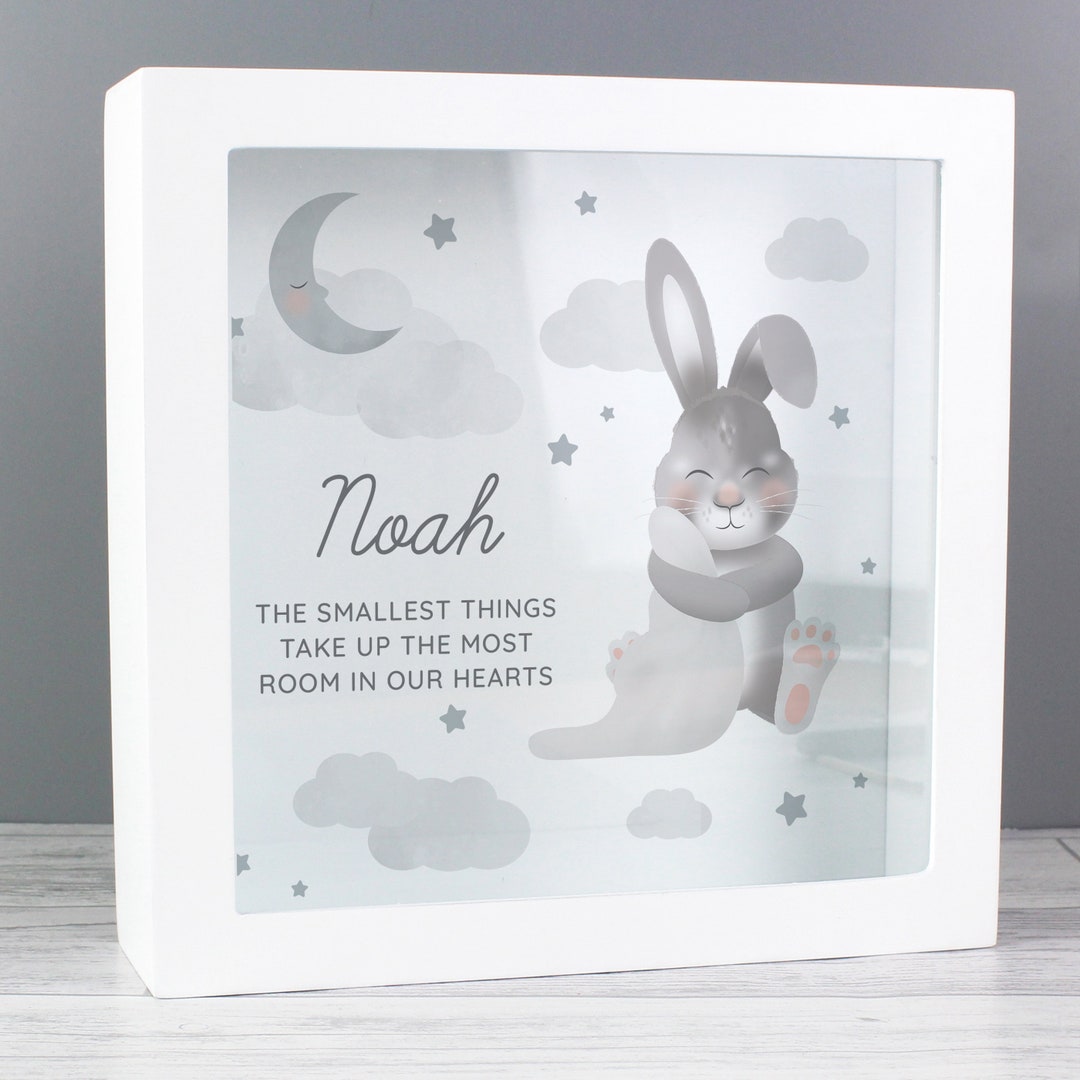 Personalise Baby Bunny Money Box Keepsake BOX is a Christening Baby ...