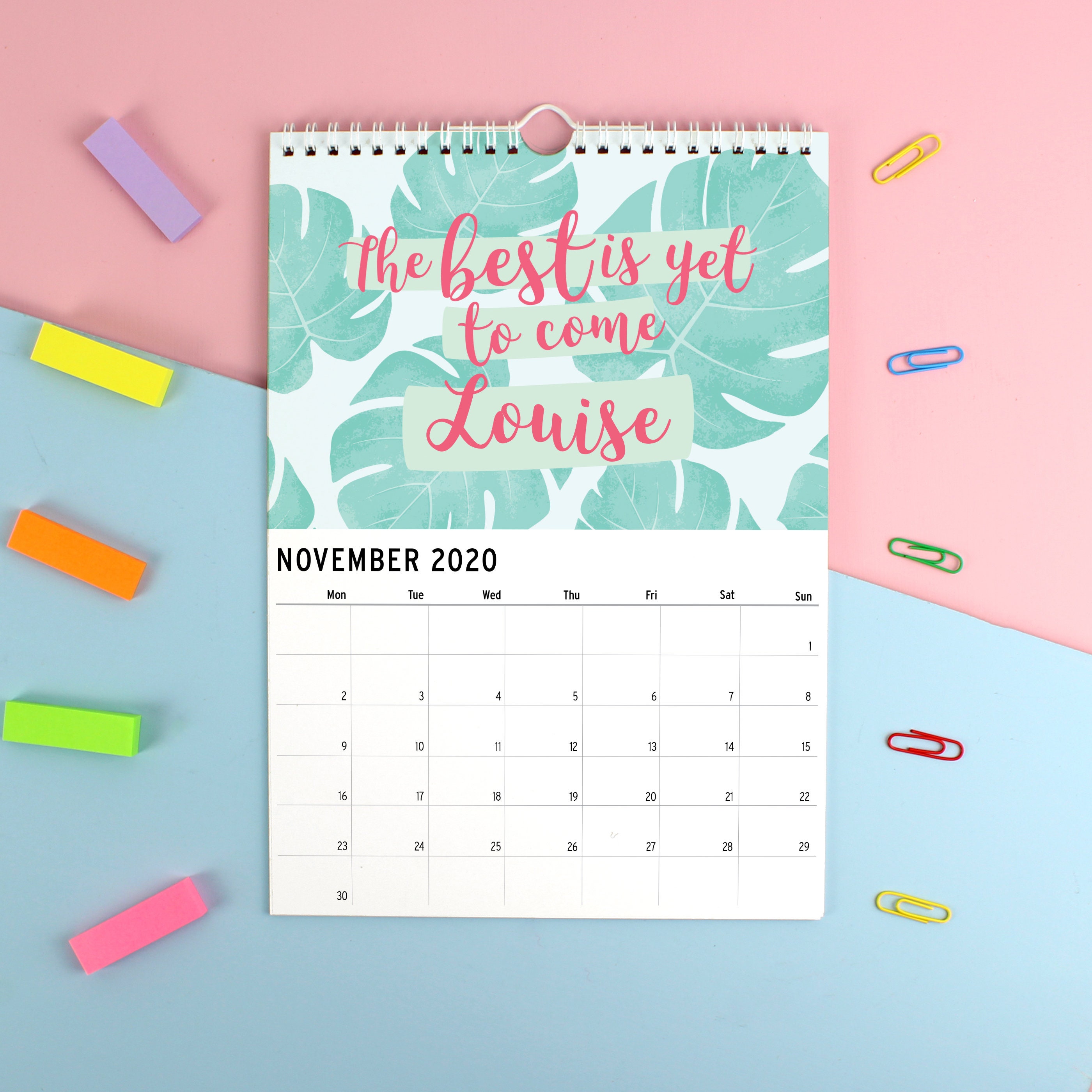 Personalise Motivational Calendar Planner Gift for Her Girls Christmas ...