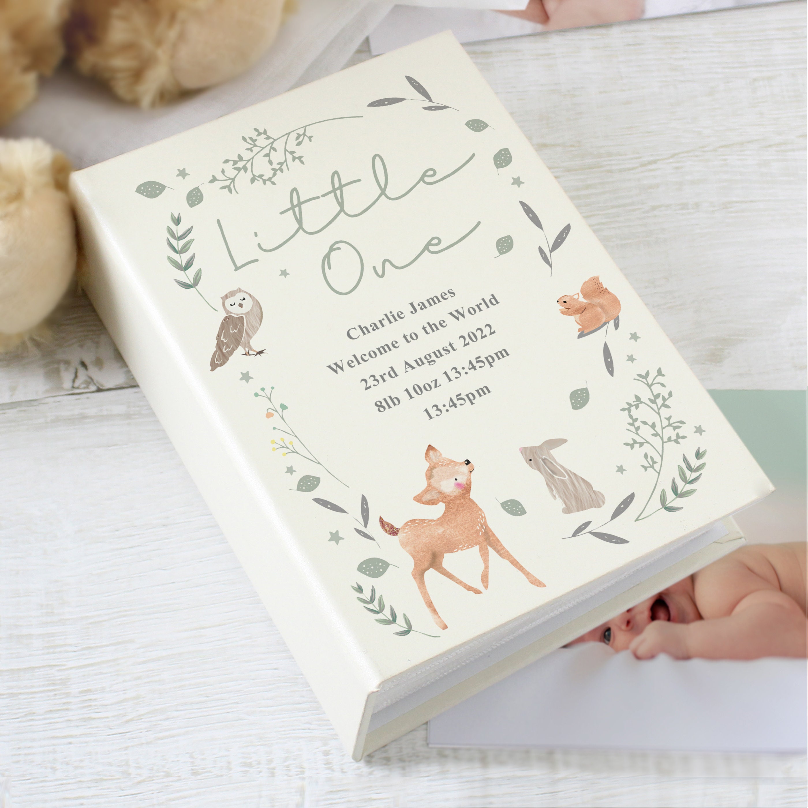 Personalised Woodland Cute Animals Baby Photo Album 100 Leave Photo ...