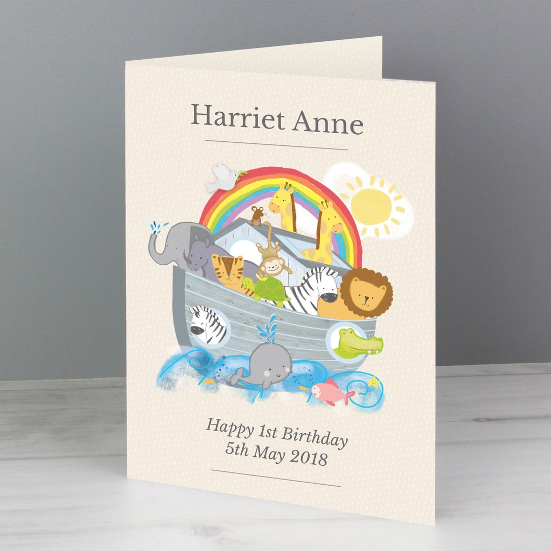 Personalised Noah's Ark Greetings Christening Confirmation Newborn ...
