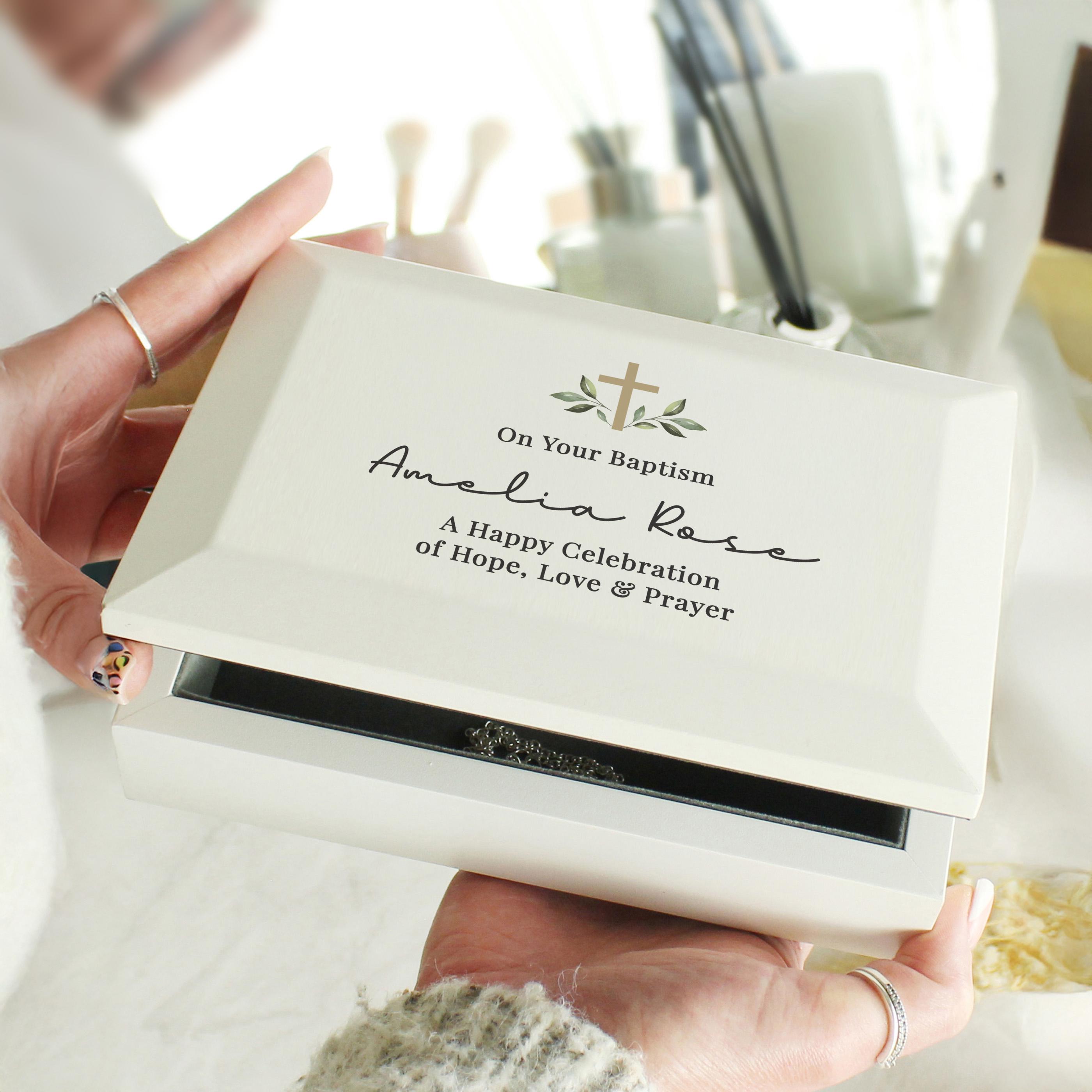 Personalise First Holy Communion Jewellery Box - Floral Cross - Any ...