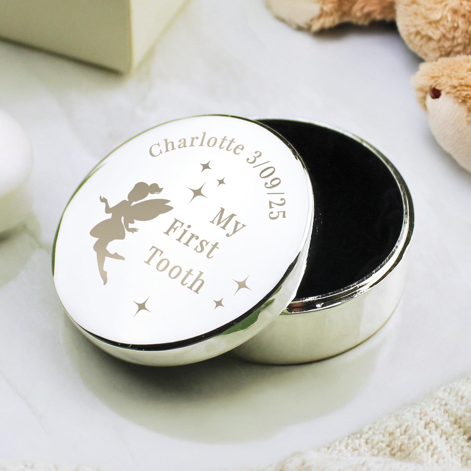 Personalise Fairy Silver 1st Tooth Trinket Box - Gift for Baby Girl ...