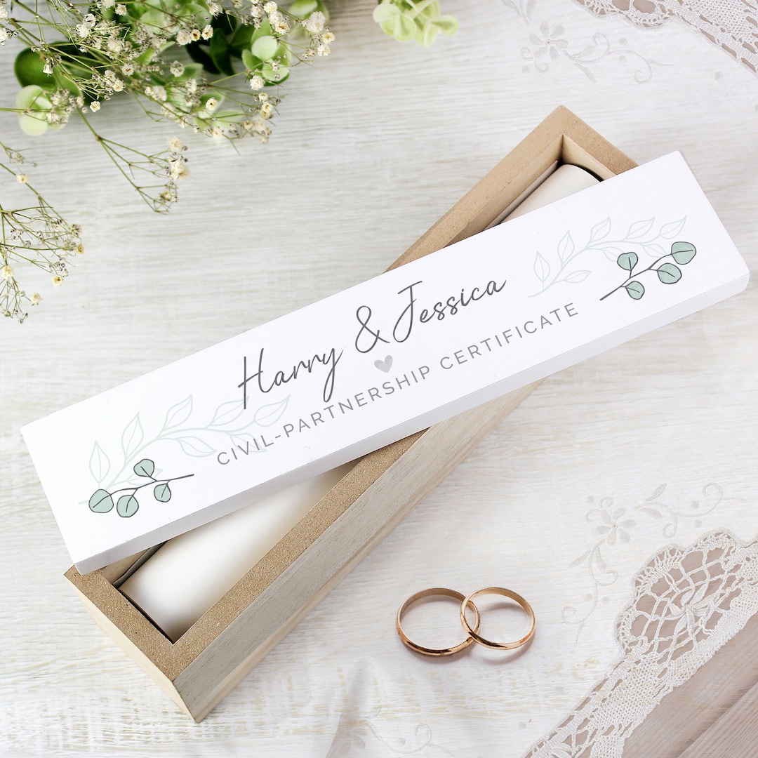 Personalised Wooden Certificate Holder, Keepsake Botanical Design ...