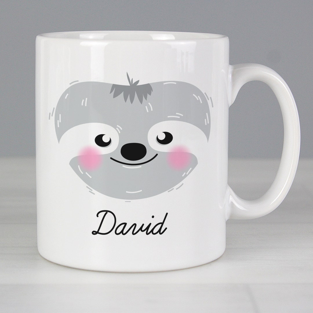 Personalise Sloth Ceramic Mug for Kids Boys Girls Christmas Gift ...