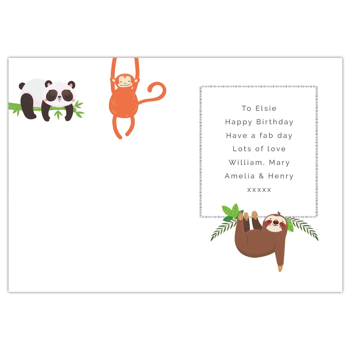 Personalised Zoo Animal Children's Greeting Birthday Card - Any Age ...