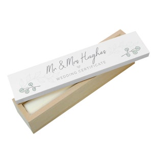 Personalised Wooden Certificate Holder, Keepsake Botanical Design ...