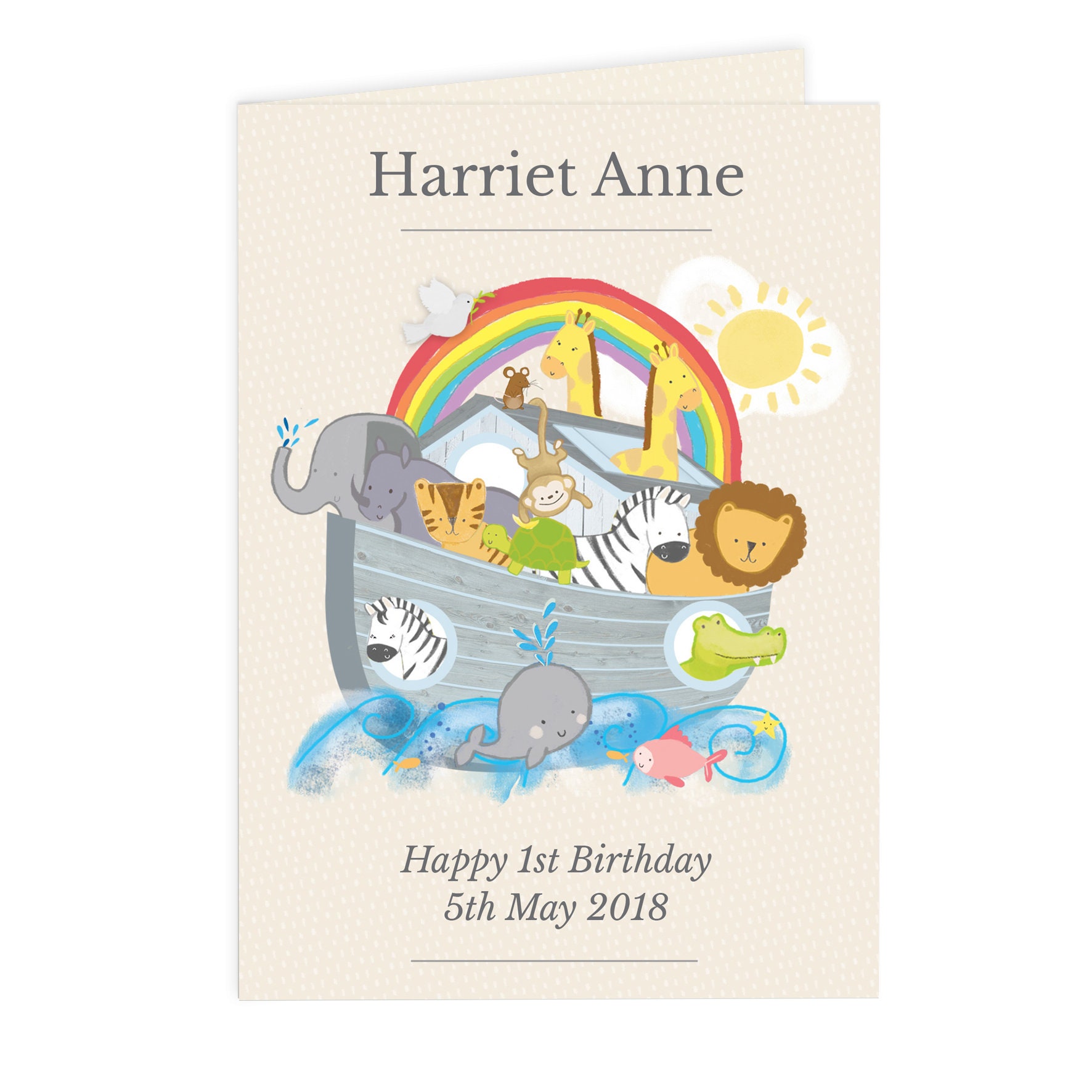 Personalised Noah's Ark Greetings Christening Confirmation Newborn ...