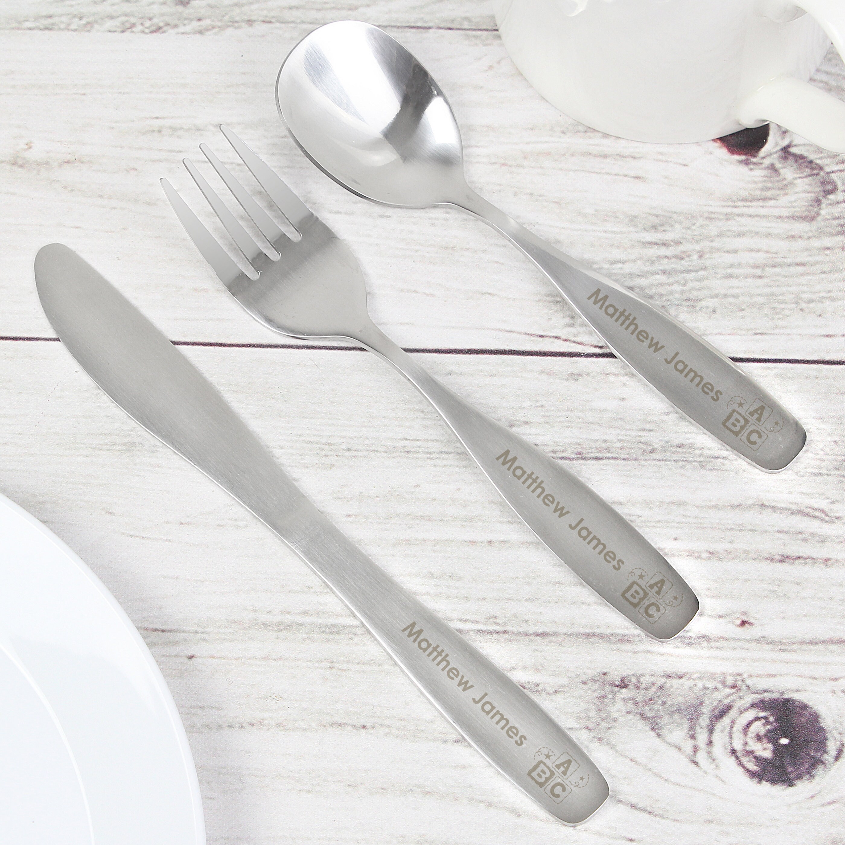 Personalise Alphabet 3PC Silver Cutlery Set Boys Girls - Etsy UK
