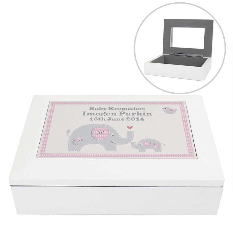 Personalise Pink White Baby Girl's Keepsake Organiser Box - Christening ...