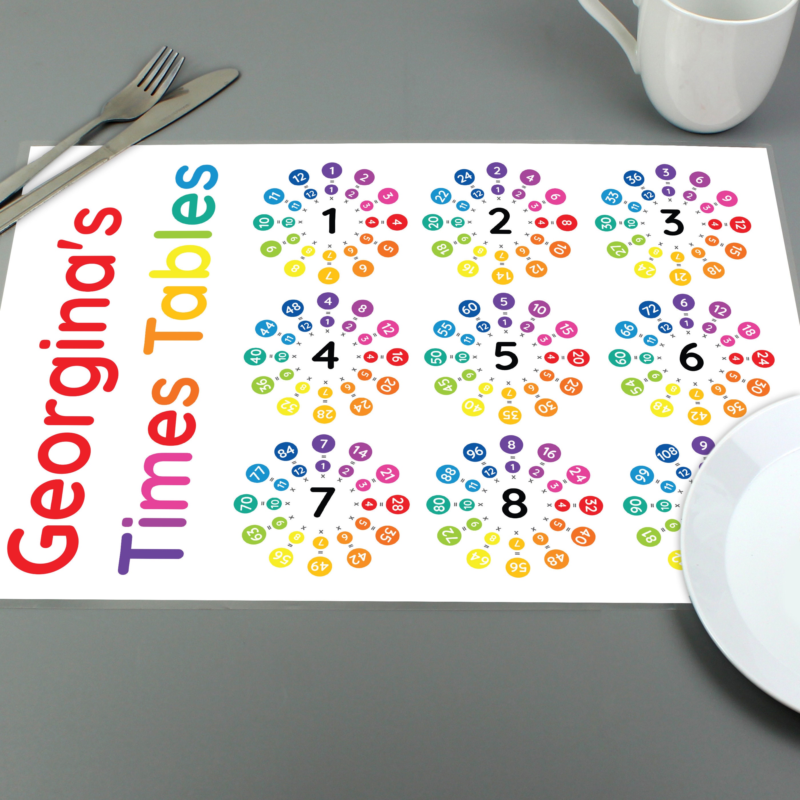 Personalise Educational Timetable Children's Table Mat Placemat ...