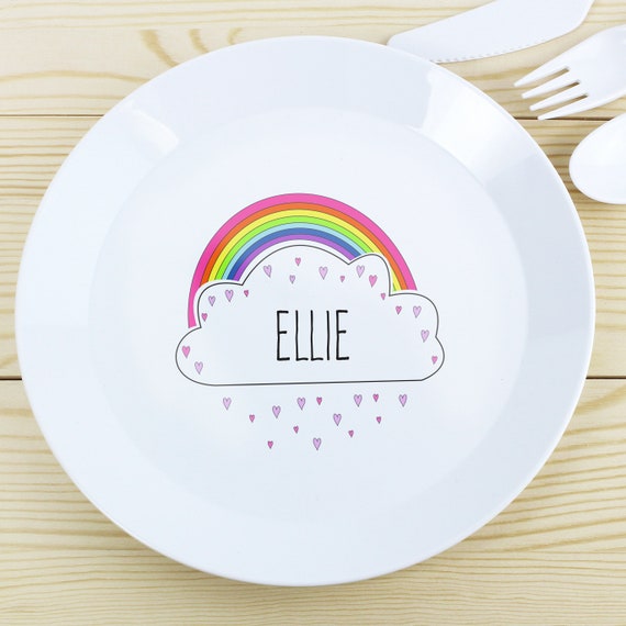 Kids Personalised Plate Rainbow Design Plastic Shatter Proof | Etsy