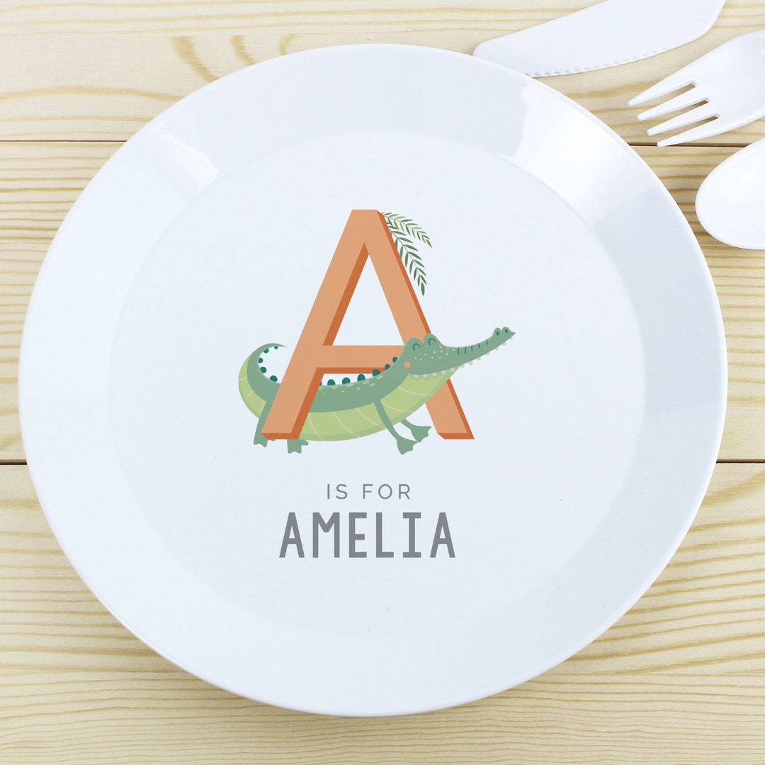 Personalise Kids Alphabet Dinner Breakfast Plate - Any Name - BPA Free ...