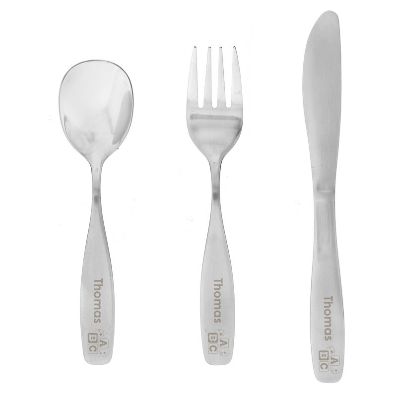 Personalise Alphabet 3PC Silver Cutlery Set Boys Girls - Etsy UK