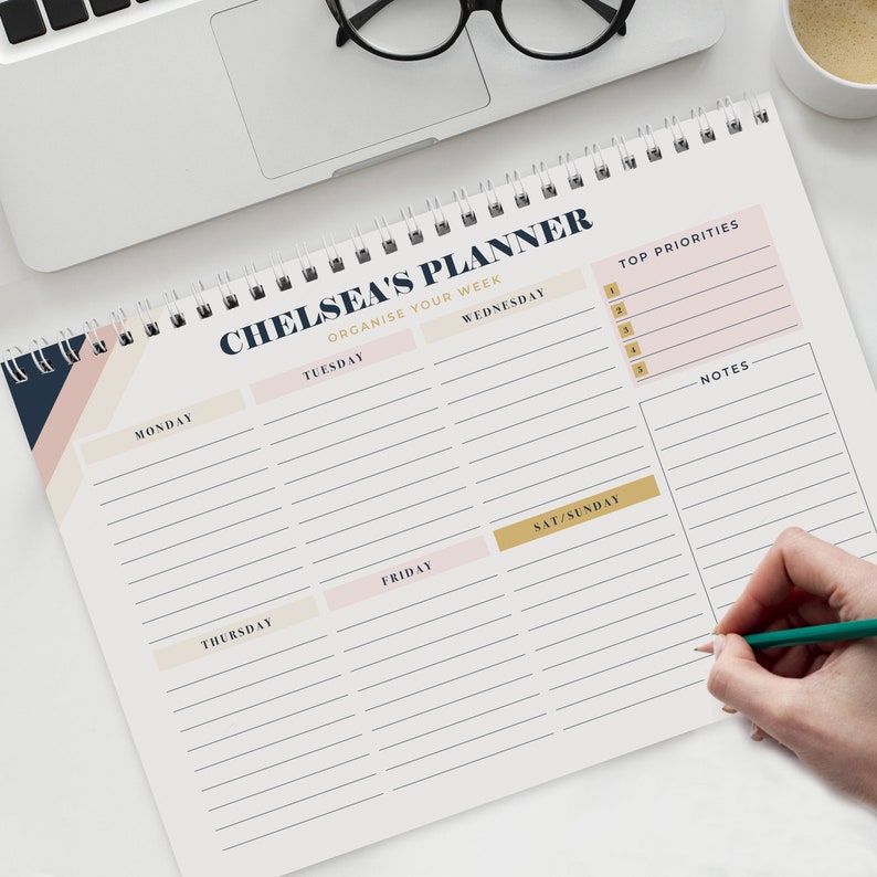 Personalise Undated Weekly Planners Calendar Pad, Weekly to Do List ...