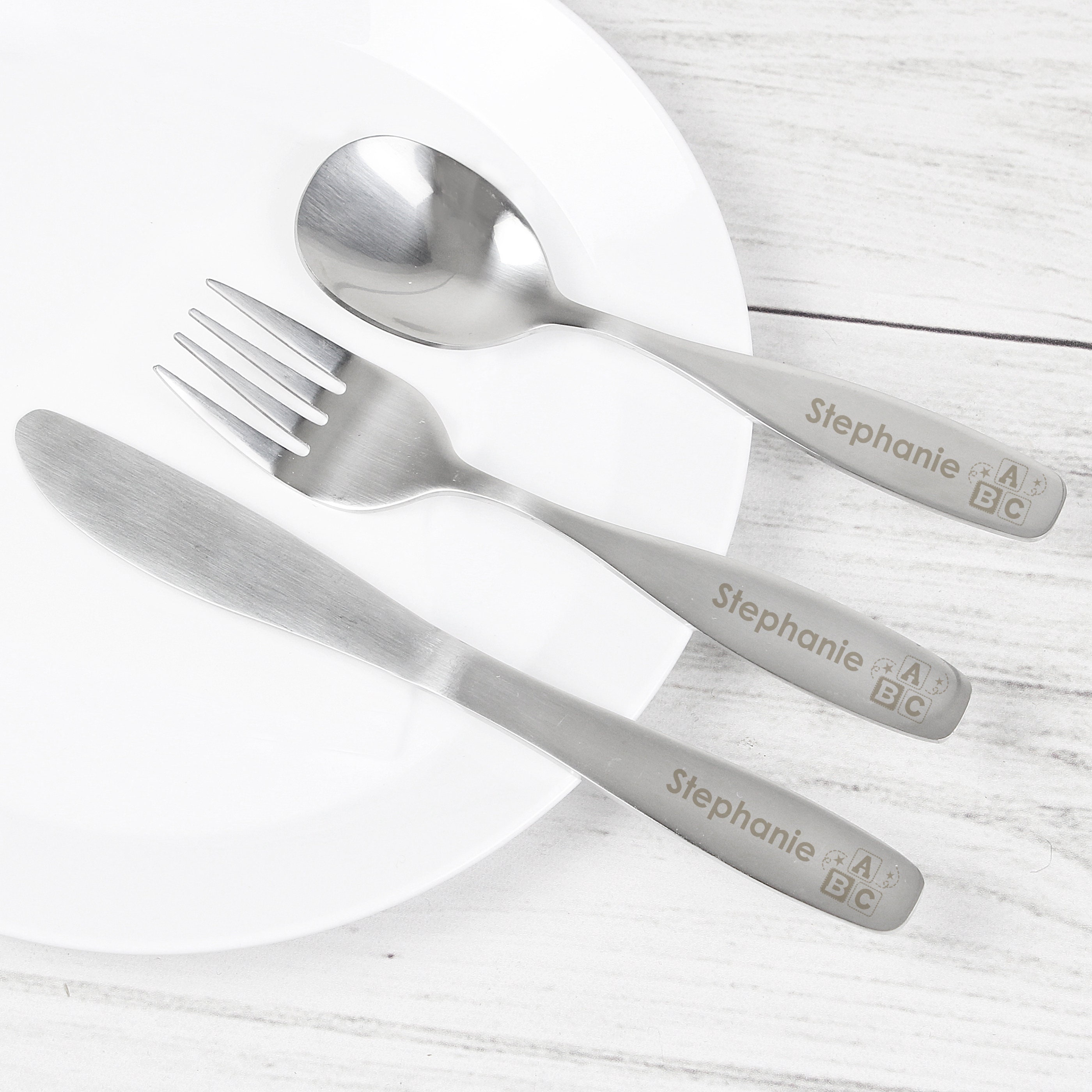 Personalise Alphabet 3PC Silver Cutlery Set Boys Girls - Etsy UK