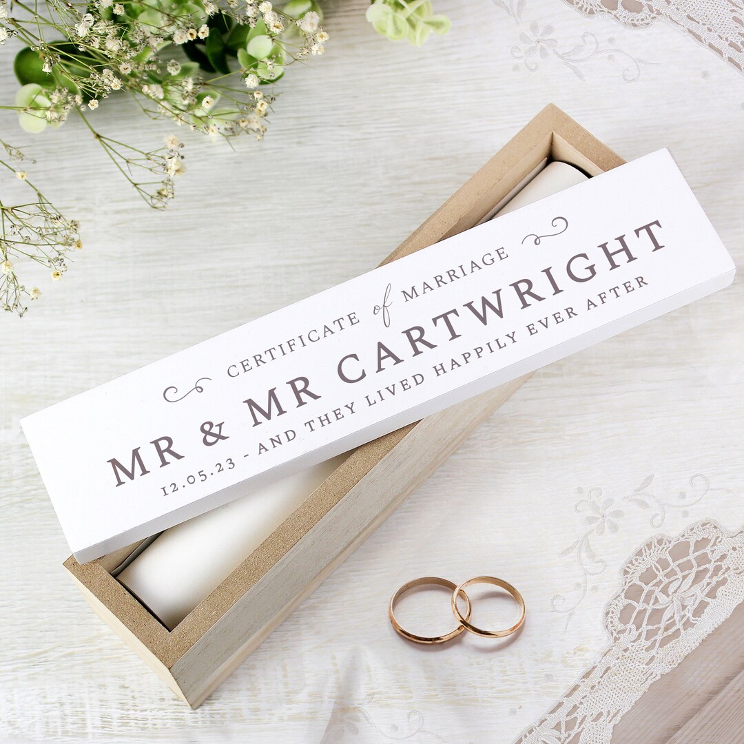 Certificate of Marriage Personalised Wooden Holder, Wedding Certificate ...