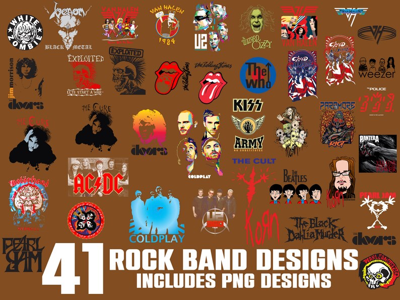 41 Rock Bands Halftone Png Bundle classic Rock Band Bundle Heavy Metal ...