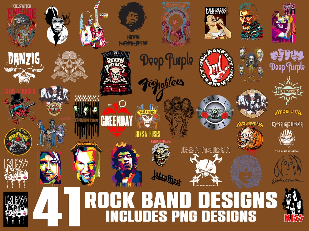 41 Rock Bands Halftone Png Bundle classic Rock Band Bundle Heavy Metal ...