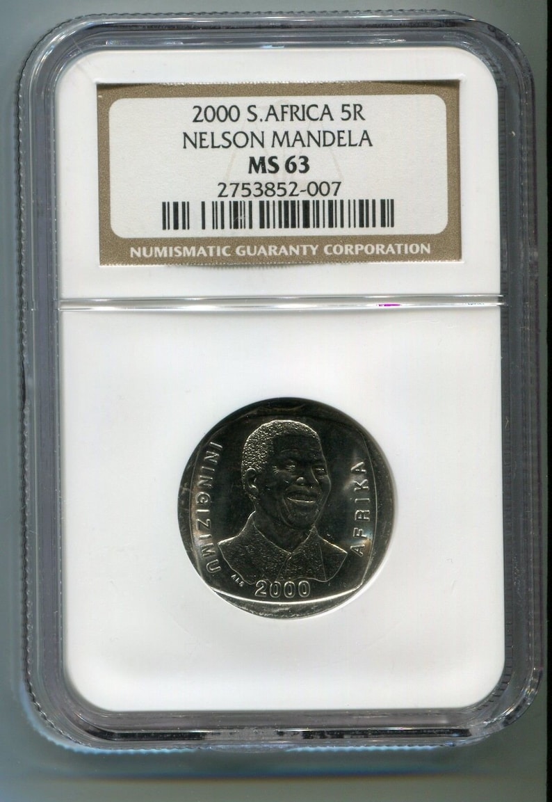 South Africa Year 2000 5R Nelson Mandela R5 Smiley Madiba Coin NGC MS 63 - Etsy