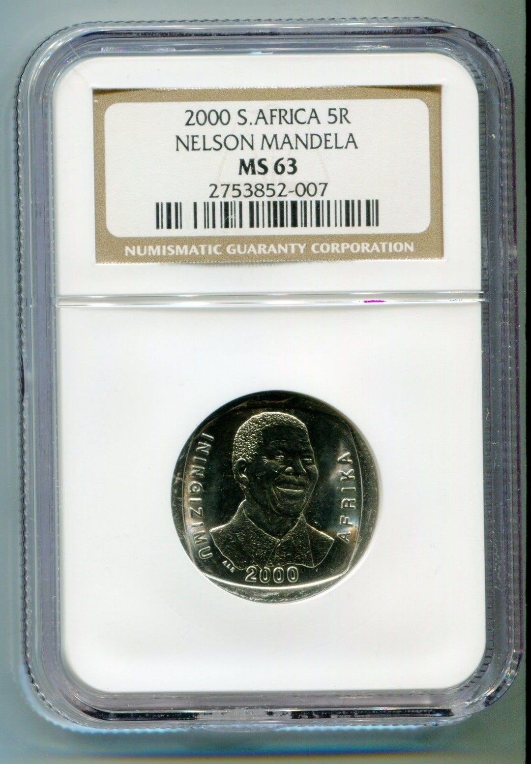South Africa Year 2000 5R Nelson Mandela R5 Smiley Madiba Coin NGC MS 63 - Etsy