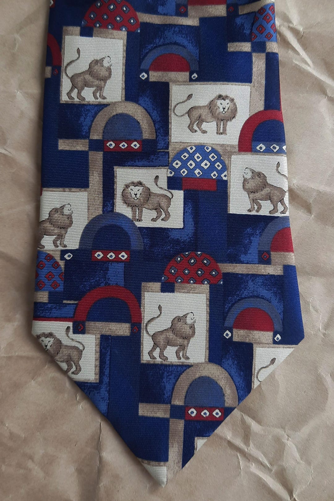 Corbata de seda con diseño de león para hombre, regalo. Corbata de ...