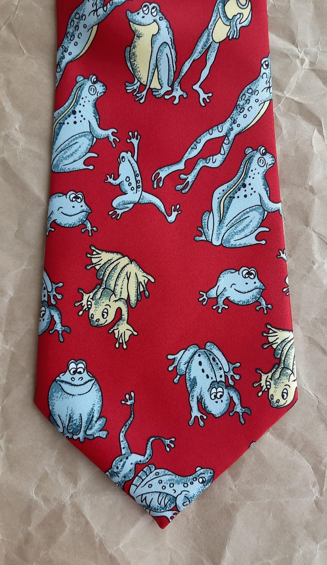 Funny Frog Tie Animal Tie Mans Vintage Outfit Red Vintage Ties Frog ...