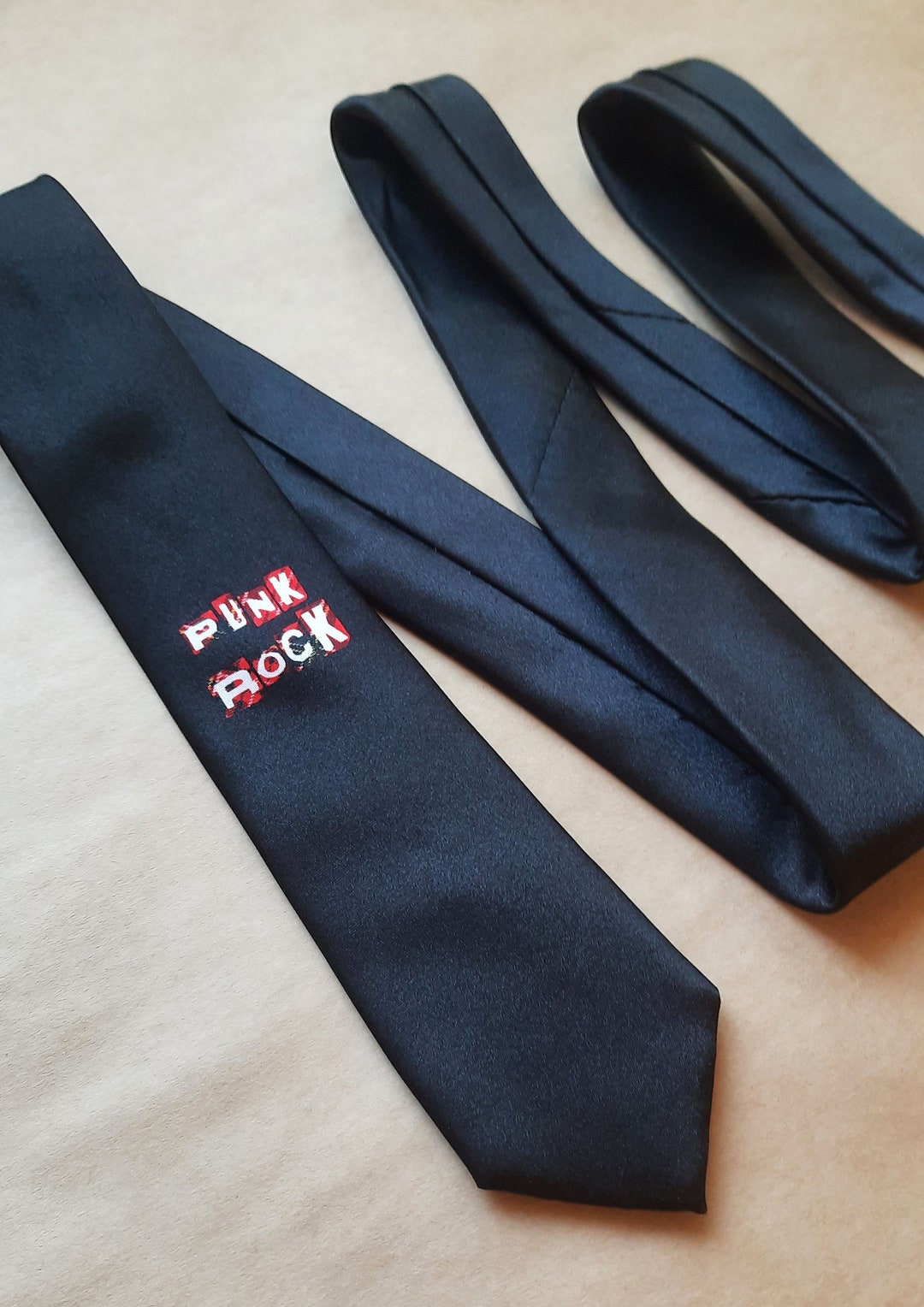 Skinny Black Tie Punk Rock Fan Gift Music Tie for Rock Wedding - Etsy