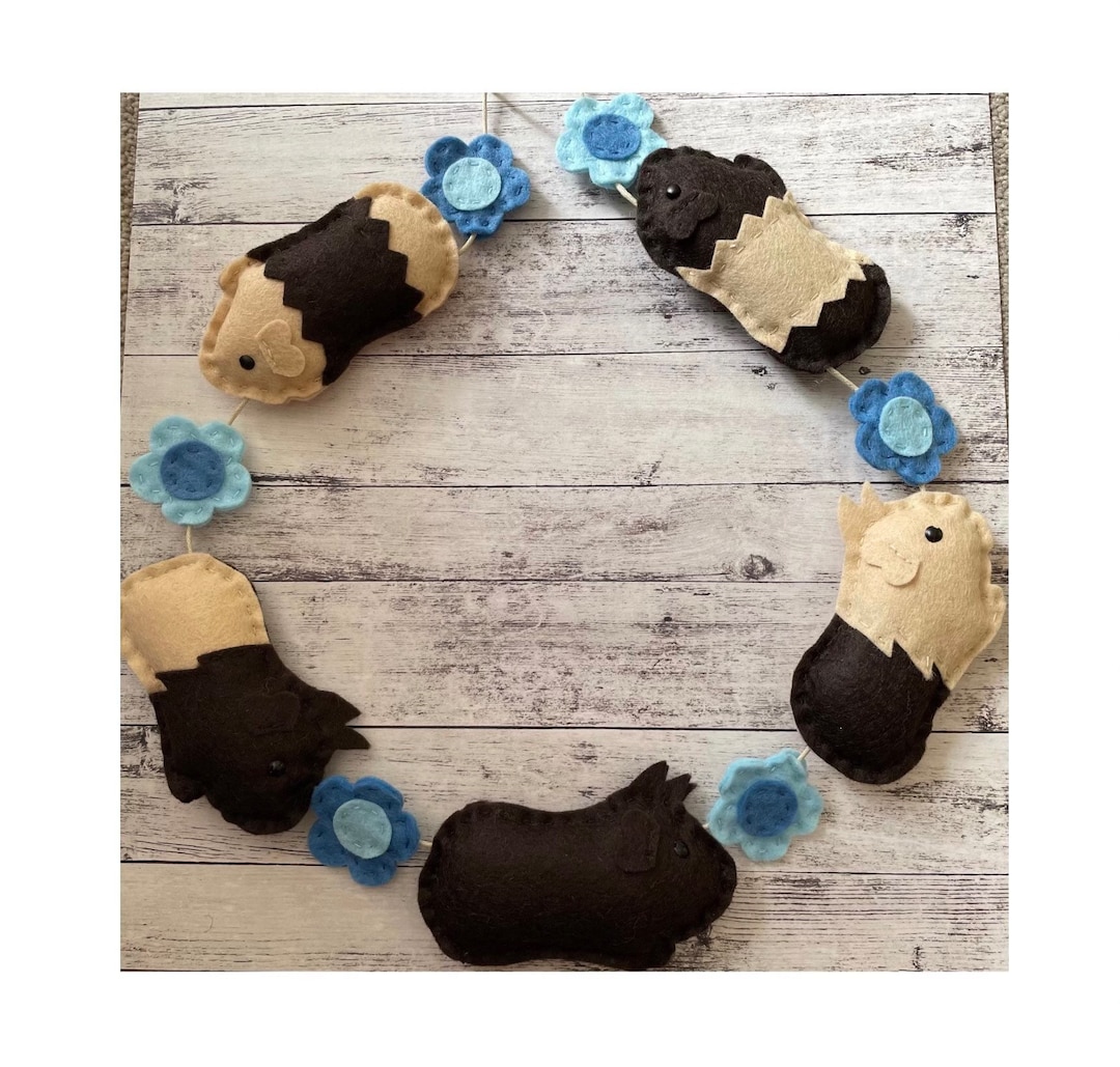 Handmade Felt Guinea Pig Garland, Follow the Leader Floral Banner - Etsy
