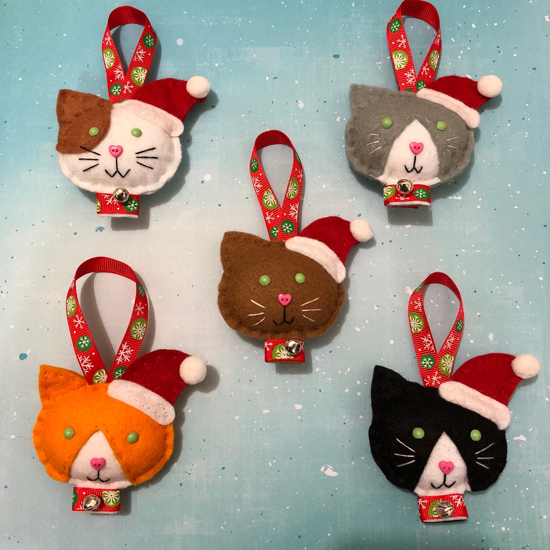 Handmade Felt Cat Christmas Tree Decoration Ideal Gift for a Cat Lover ...
