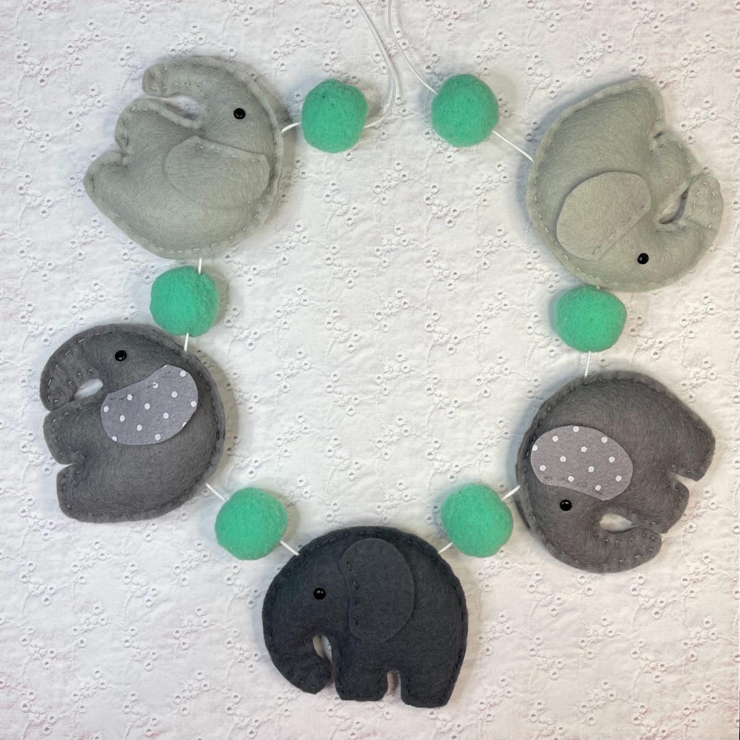 Handmade Felt Elephant Garland: Nursery Wall Decor - Etsy