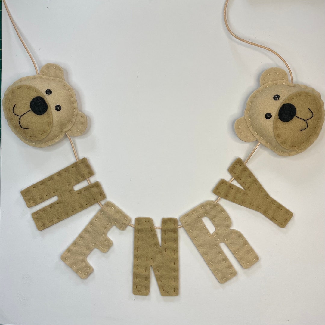 Personalised Baby Name Bear Garland, Teddy Bear Banner, Customisable ...
