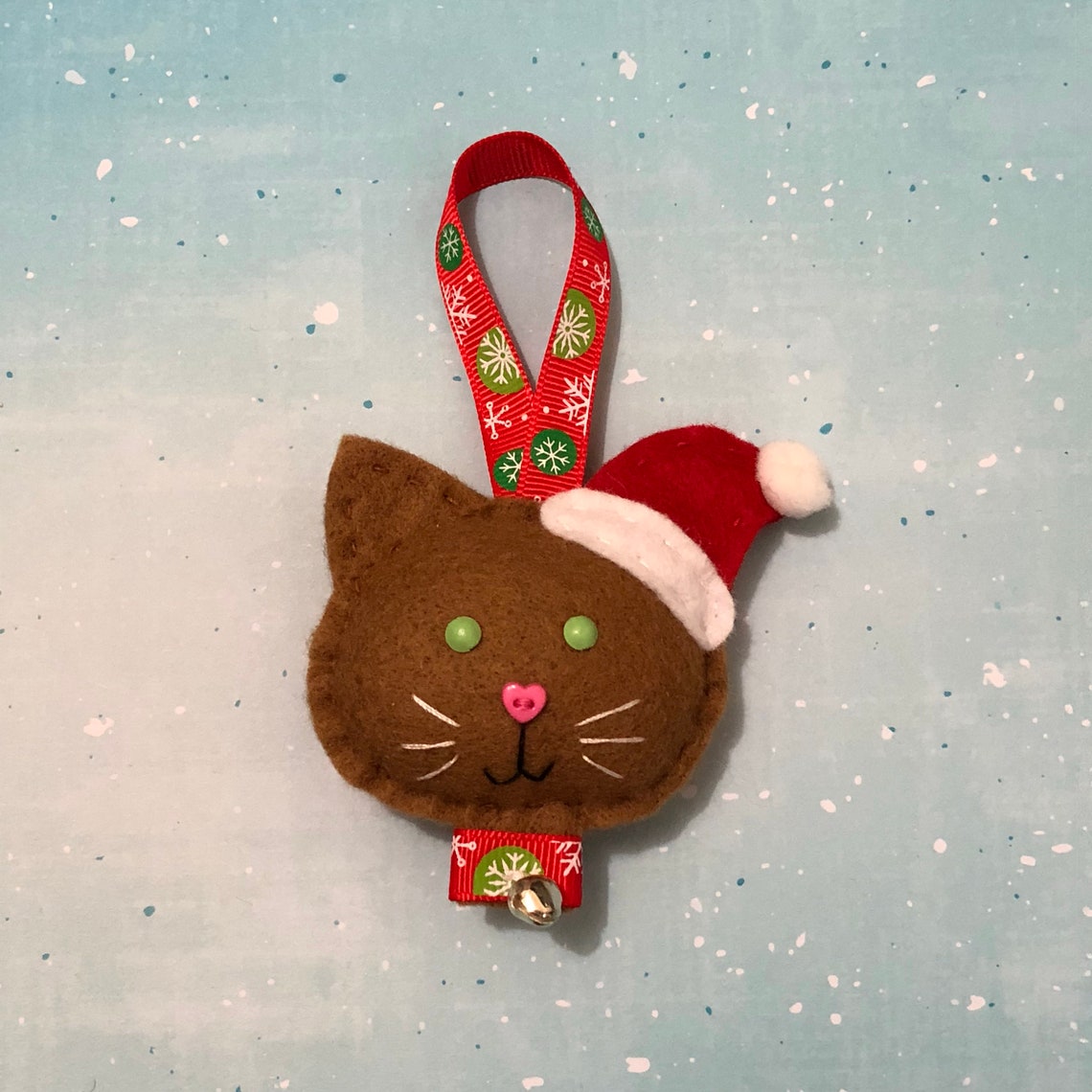 Handmade Felt Cat Christmas Tree Decoration Ideal Gift for a Cat Lover ...