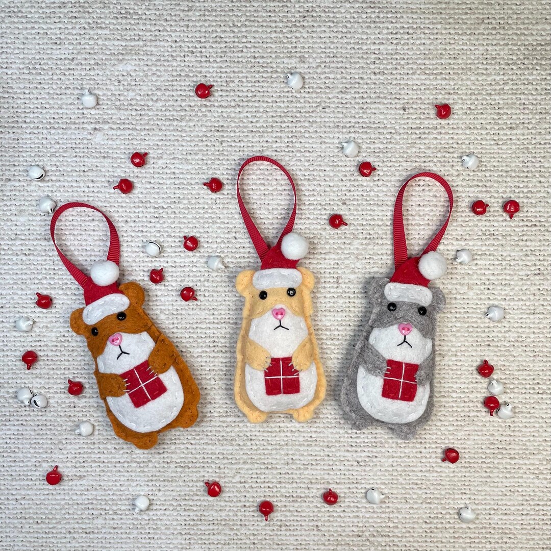 Felt Hamster Christmas Ornament: Handmade Santa Decoration - Etsy UK