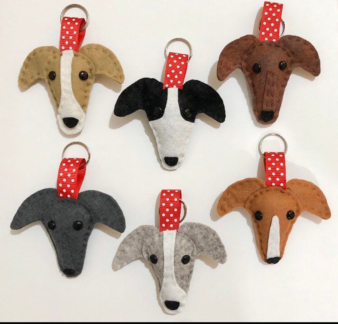 Handmade Felt Greyhound Key Ring Keychain Bag Charm Gift for a Dog ...