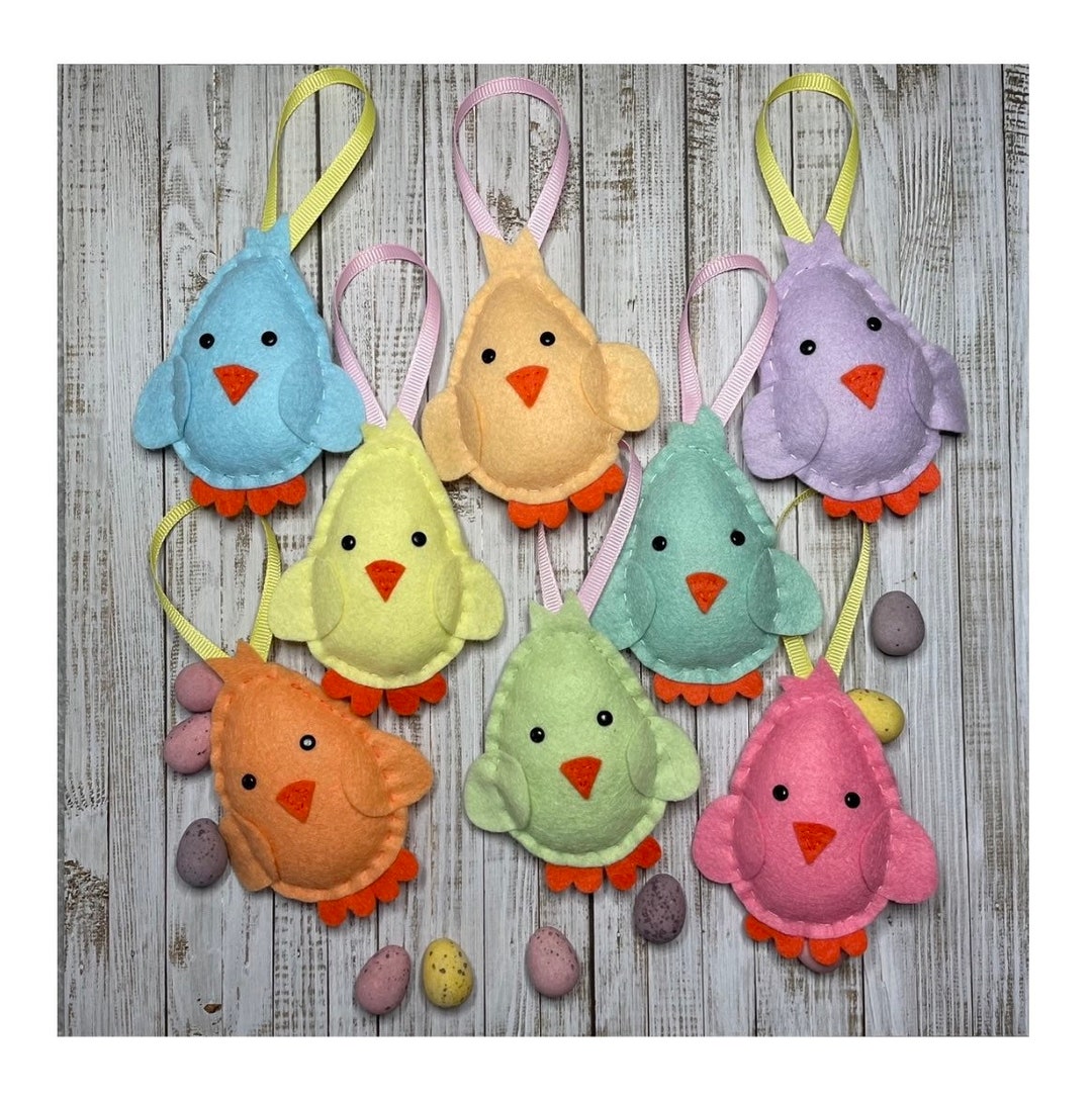 Handmade Felt Easter Chick Decoration. Pastel Hen Ornament Gift, Spring ...