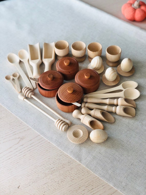 Montessori Wooden Set Sensory Bin Wooden Tools Wood Toys for Sensory Table Wooden Scoops Play Kitchen Accessories Montessori Toys Etsy Canada