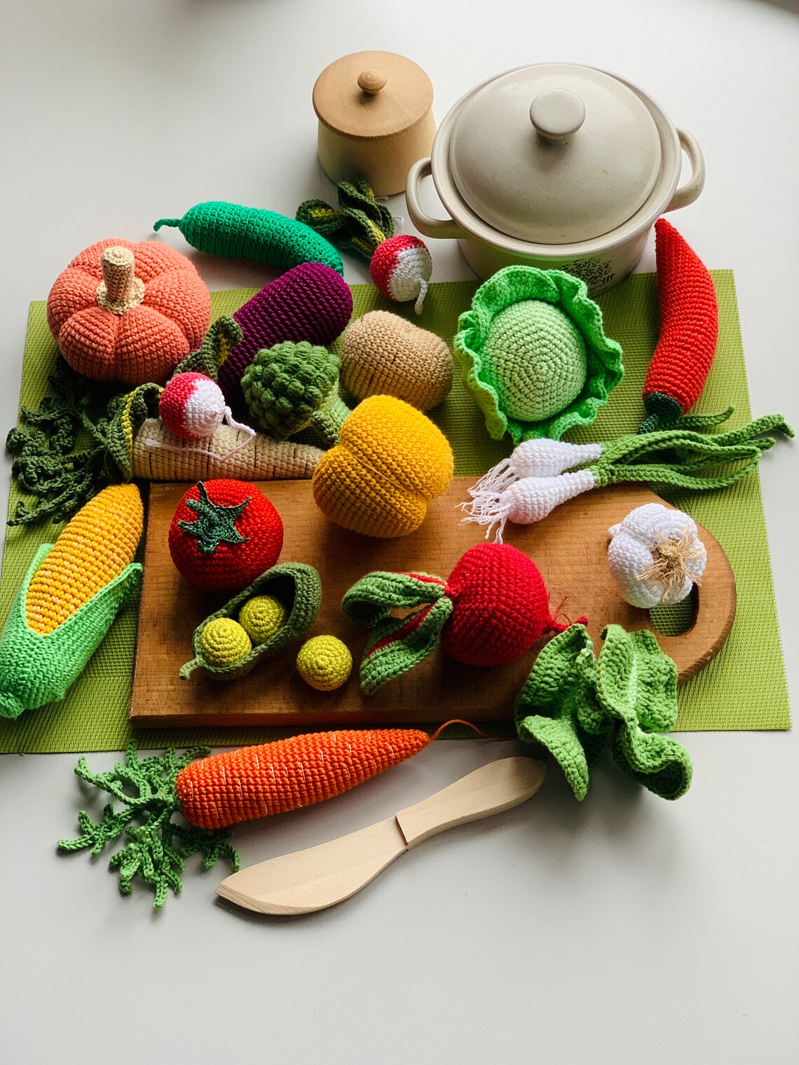 Vegetables Play Set, Kitchen Play Set, Pretend Play, Montessori Toys ...