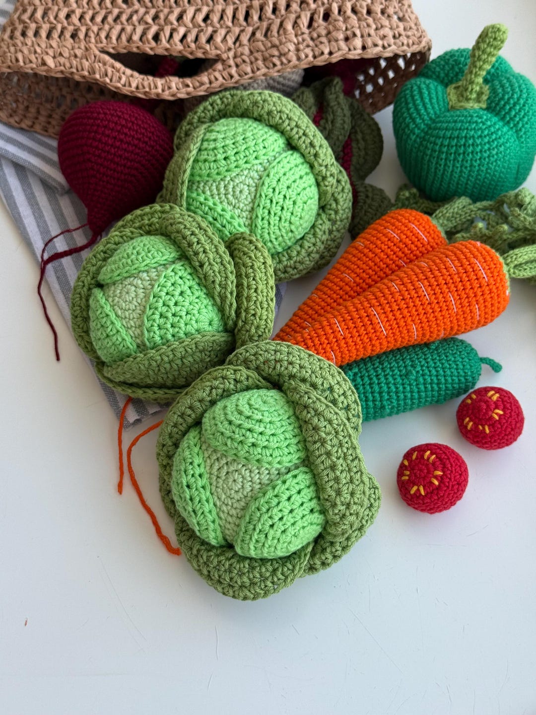 Crochet Cabbage, Play Cabbage, Play Vegetables, Pretend Kitchen Play ...