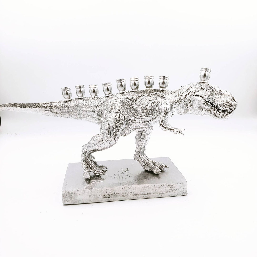 Dino Menorah-t-rex Silver - Etsy