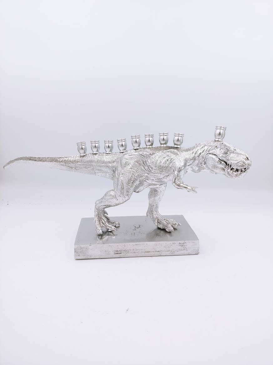 Dino Menorah-t-rex Silver | Etsy