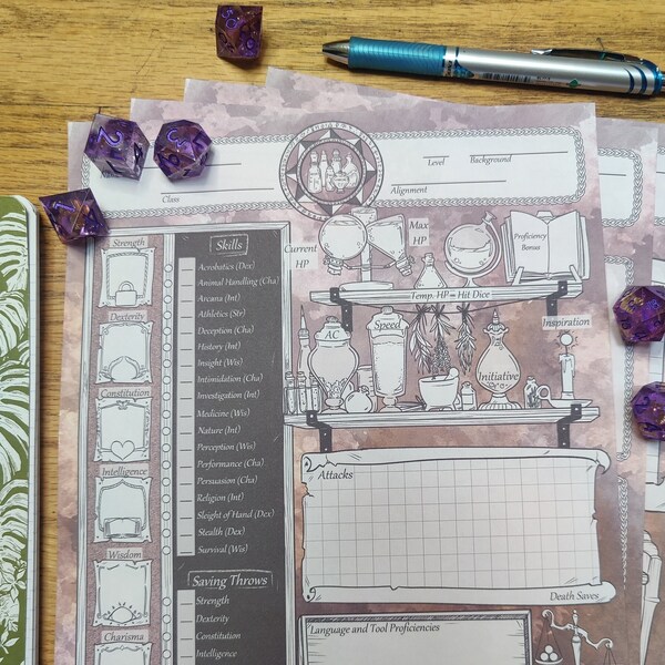 D&D 5e Character Sheet: PDF Printable for Dungeons and Dragons ...