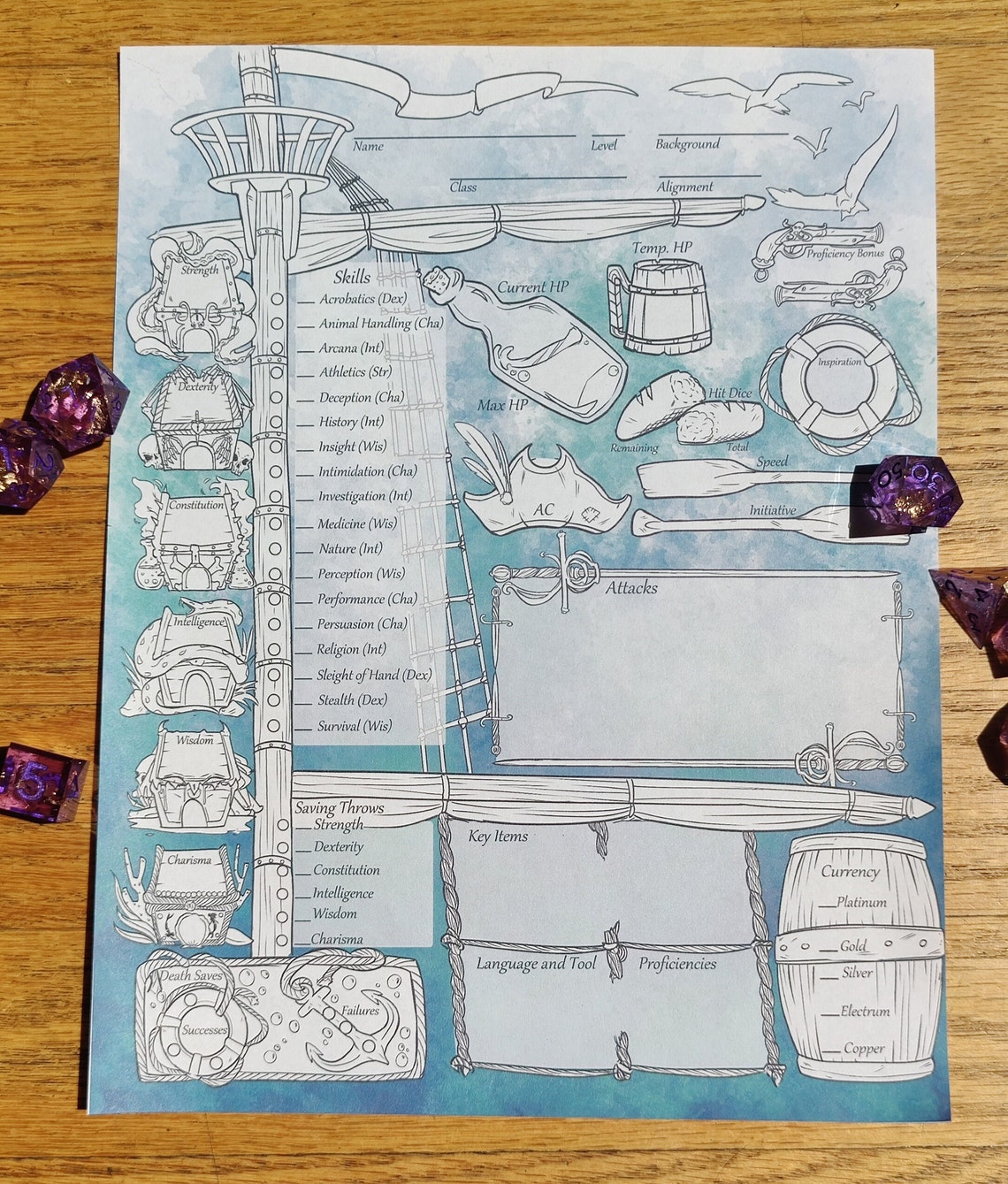Swashbuckler Downloadable PDF Character Sheets for D&D 5e - Etsy