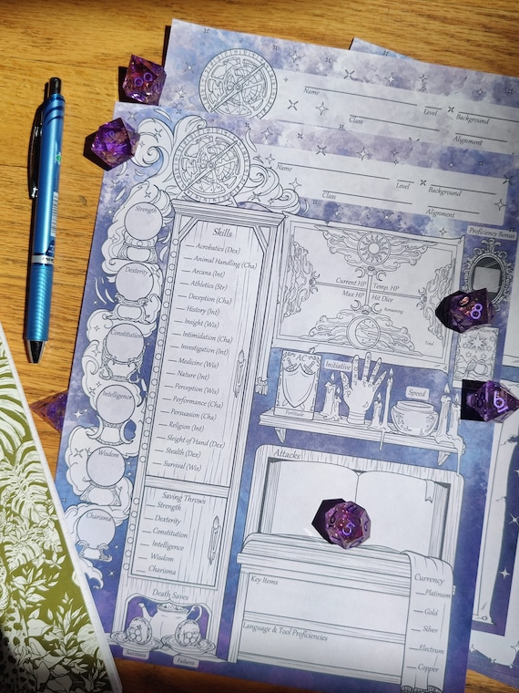 Written in the Stars Downloadable Divination Character Sheet - Etsy