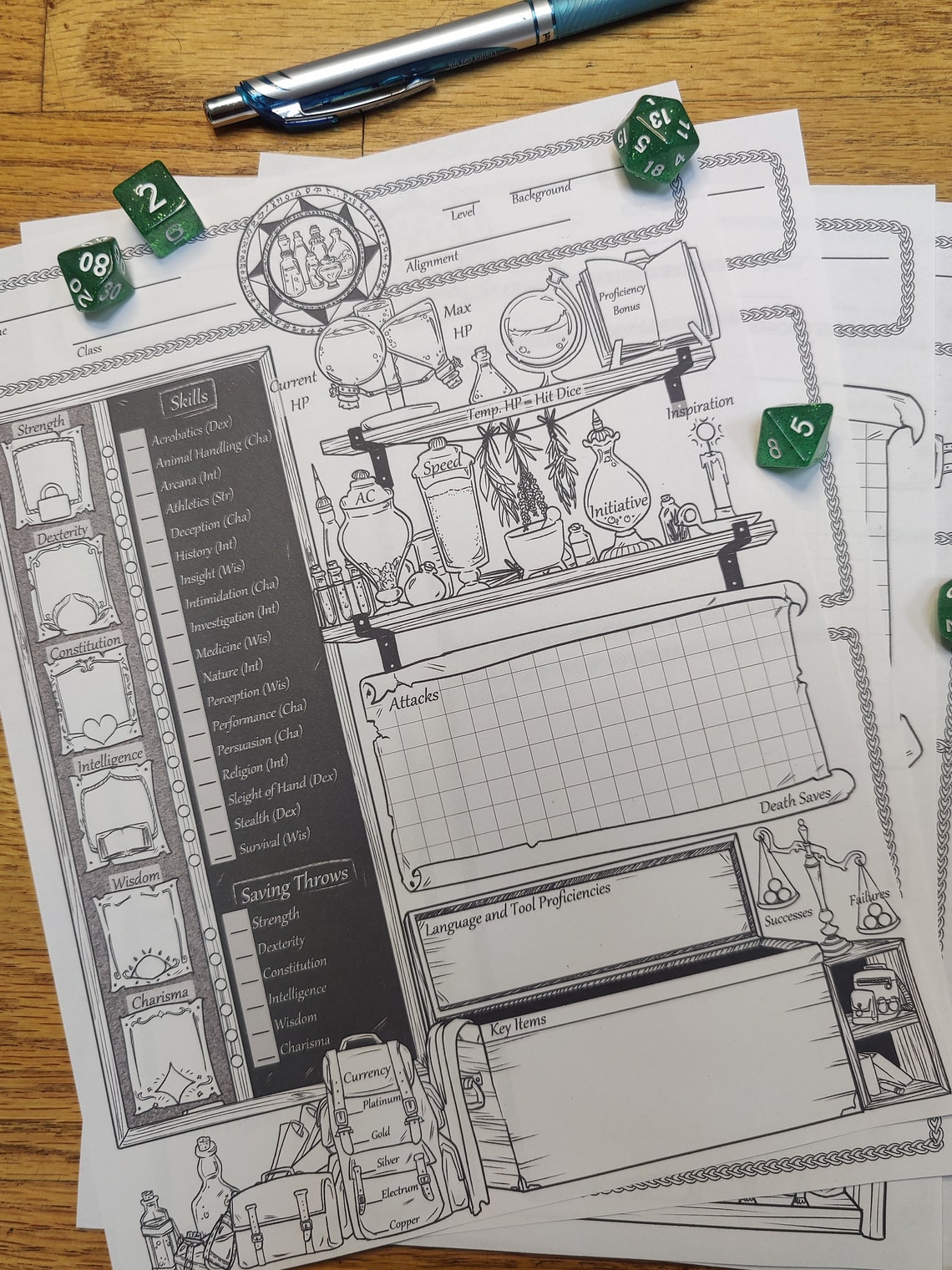 The Alchemist's Lab Fillable PDF Character Sheet D&D 5e - Etsy