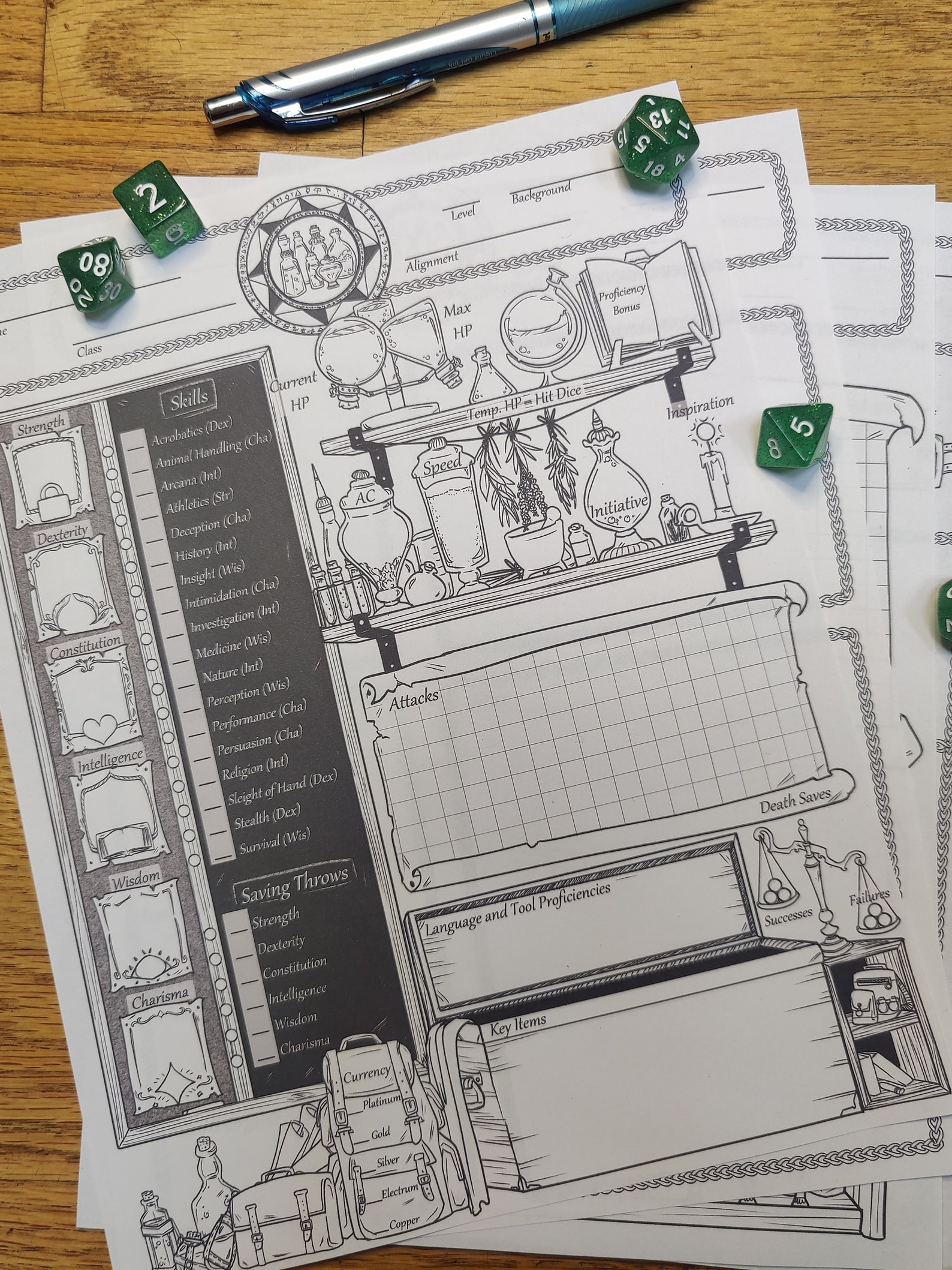 The Alchemist's Lab Fillable PDF Character Sheet D&D 5e - Etsy