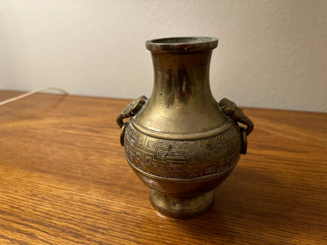 Antique Chinese Bronze Hu Vase With Lion Ring Handles - Etsy