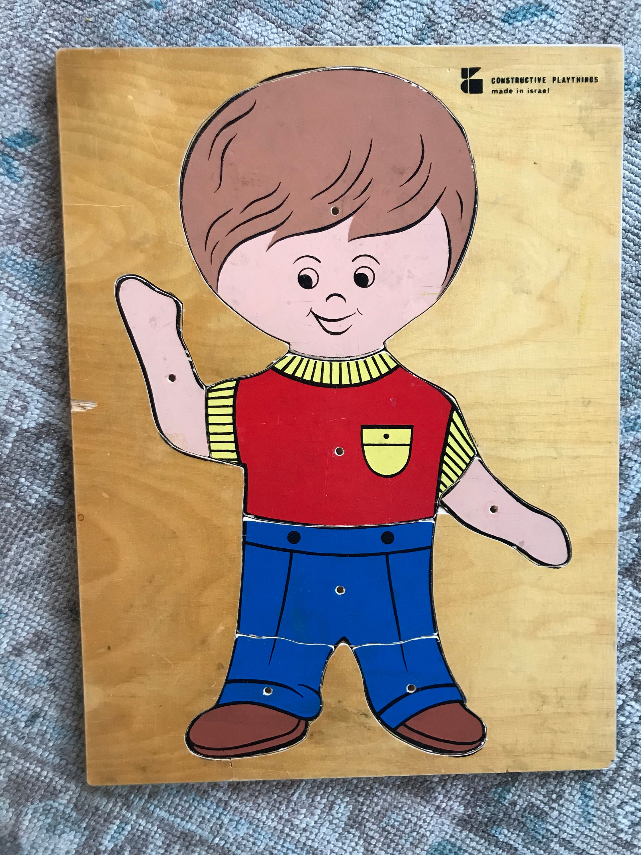 Vintage Constructive Playthings Body Parts Boy Wooden Tray Puzzle ...