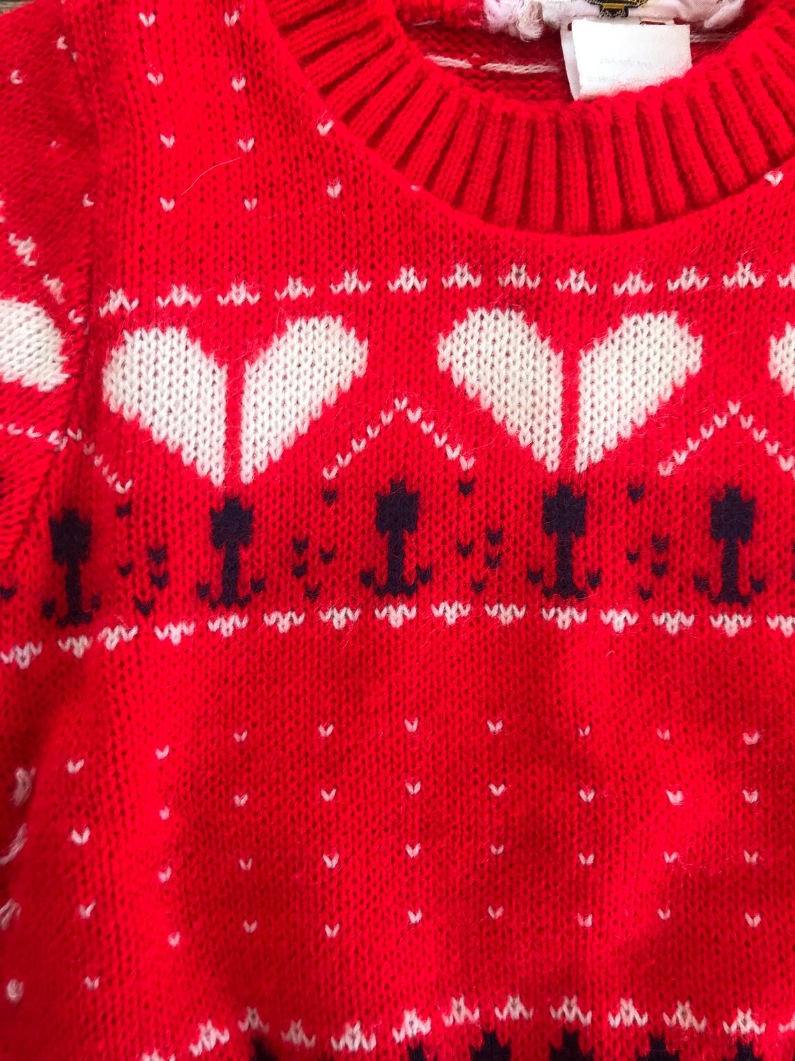 Vintage 80's Retro Girls Red Valentines Heart Sweater With Matching Leg ...